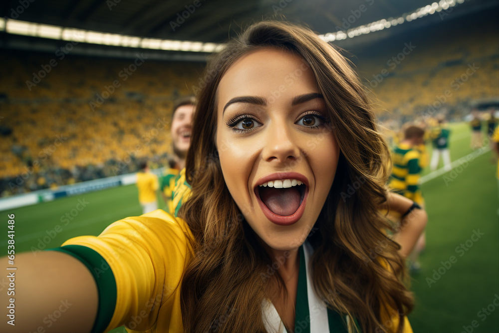 Generative Ai picture of various fans are cheering in sports stadium ...