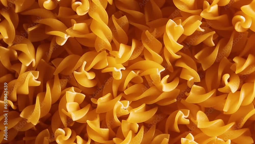 Stockvideon Uncooked Fusilli Pasta - Top View, Close-Up, Low Key Light ...