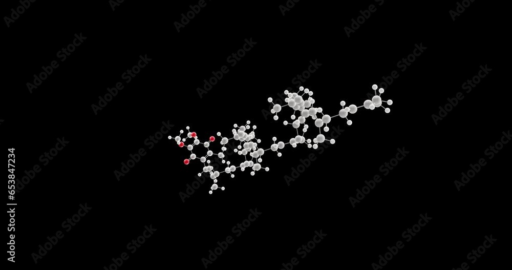 coenzyme q10 molecule, rotating 3D model of ubiquinone, looped video ...
