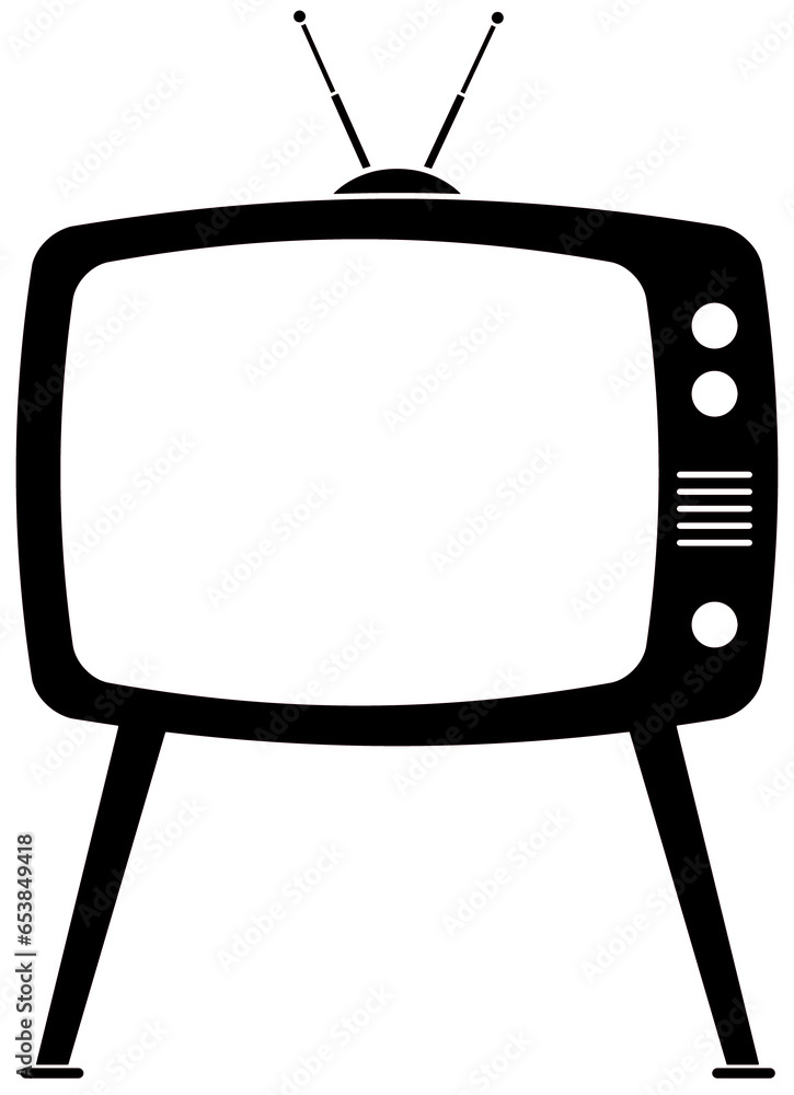 Simple illustration of vintage/retro television. Line art, clipart ...