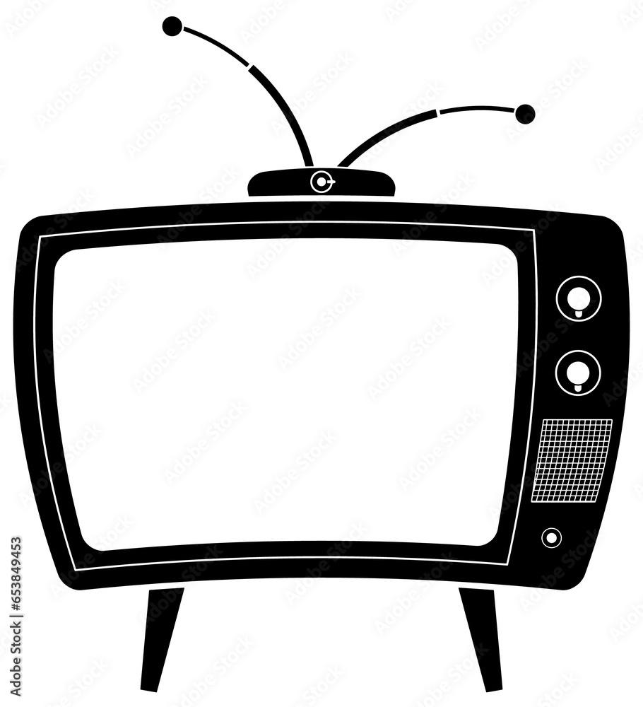 Simple illustration of vintage/retro television. Line art, clipart ...
