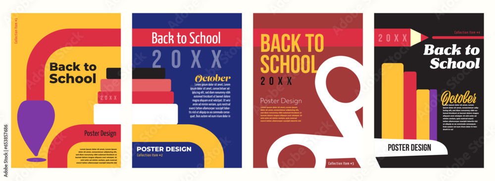 Back to School Poster Set - colorful designs compatible with A3 and A4 ...
