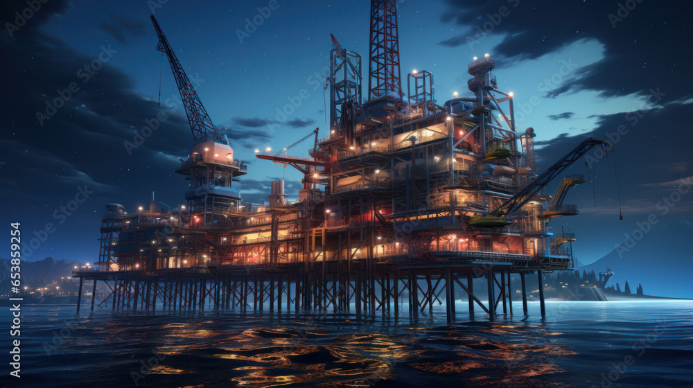 Mobile Offshore Drilling Unit, Jack Up Rig Stock Illustration | Adobe Stock