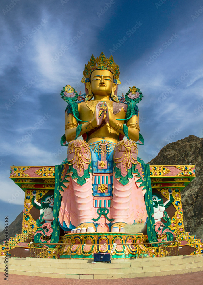 "Giant Jampa Maitreya Buddha statue in Diskit Monastery, Northern India ...
