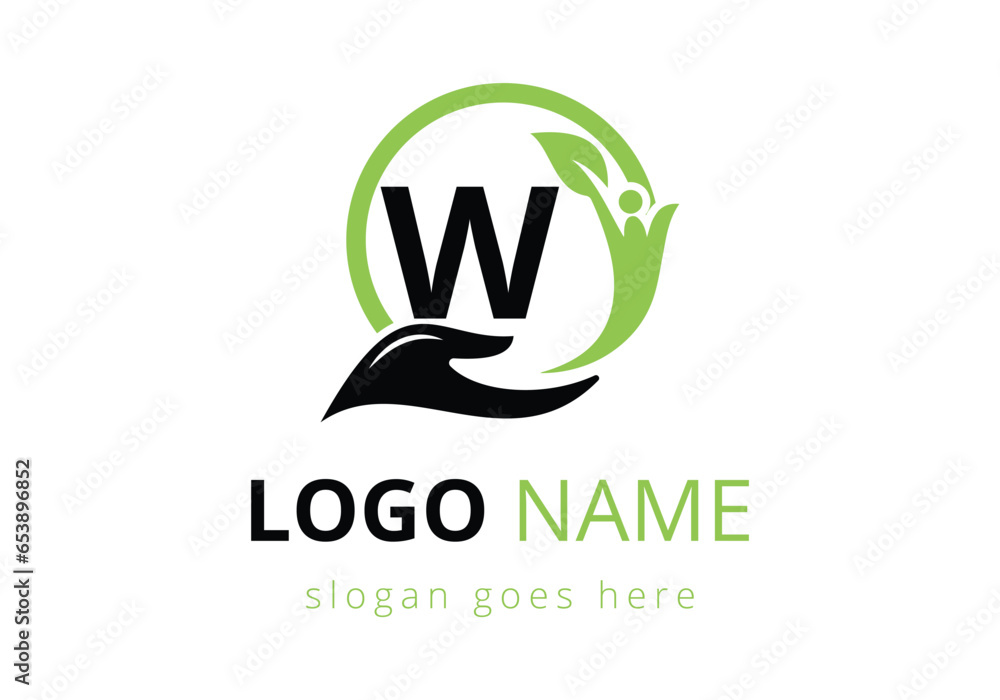 Letter W Health Care Logo Design. letter with safe hands Professional ...