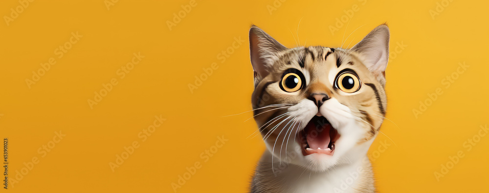 Surprised shocked cat face with open mouth and big eyes isolated on ...