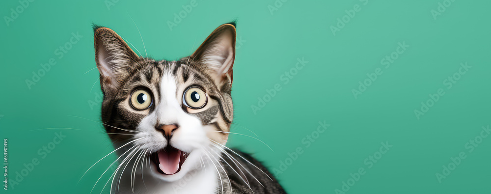 Surprised shocked cat face with open mouth and big eyes isolated on ...