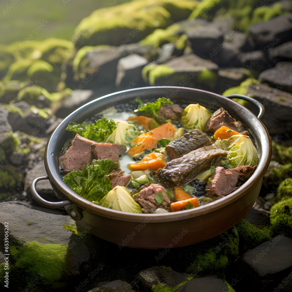 The famous traditional dish of the Azores is Cozido das Furnas. Stock ...