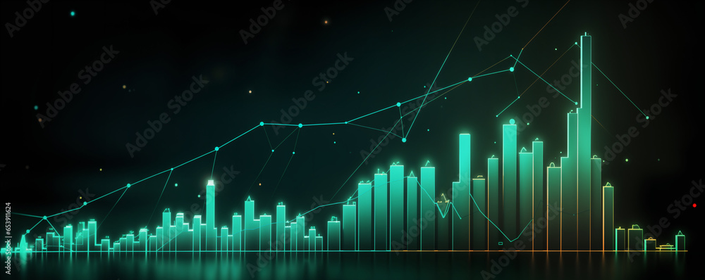 Panoramic background with stock market chart, digital financial chart ...