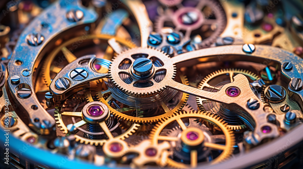 In a captivating close-up, the intricate clock mechanism comes to life ...