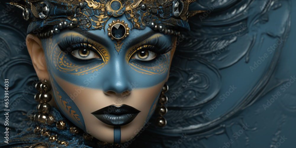 A side view portrait of an eerie, malevolent woman takes center stage ...