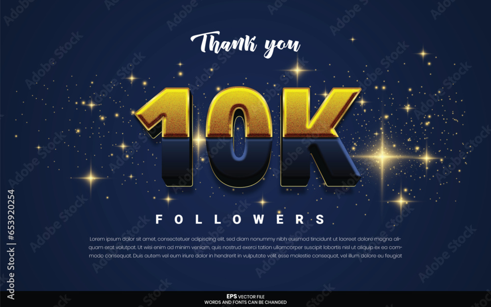 Thank you 10k followers, 10k followers achievement gold glitter social ...