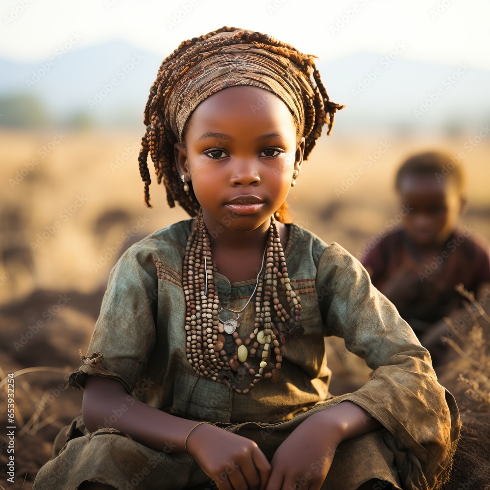 African children. Close-up portraits. Beautiful people with jewelry and ...