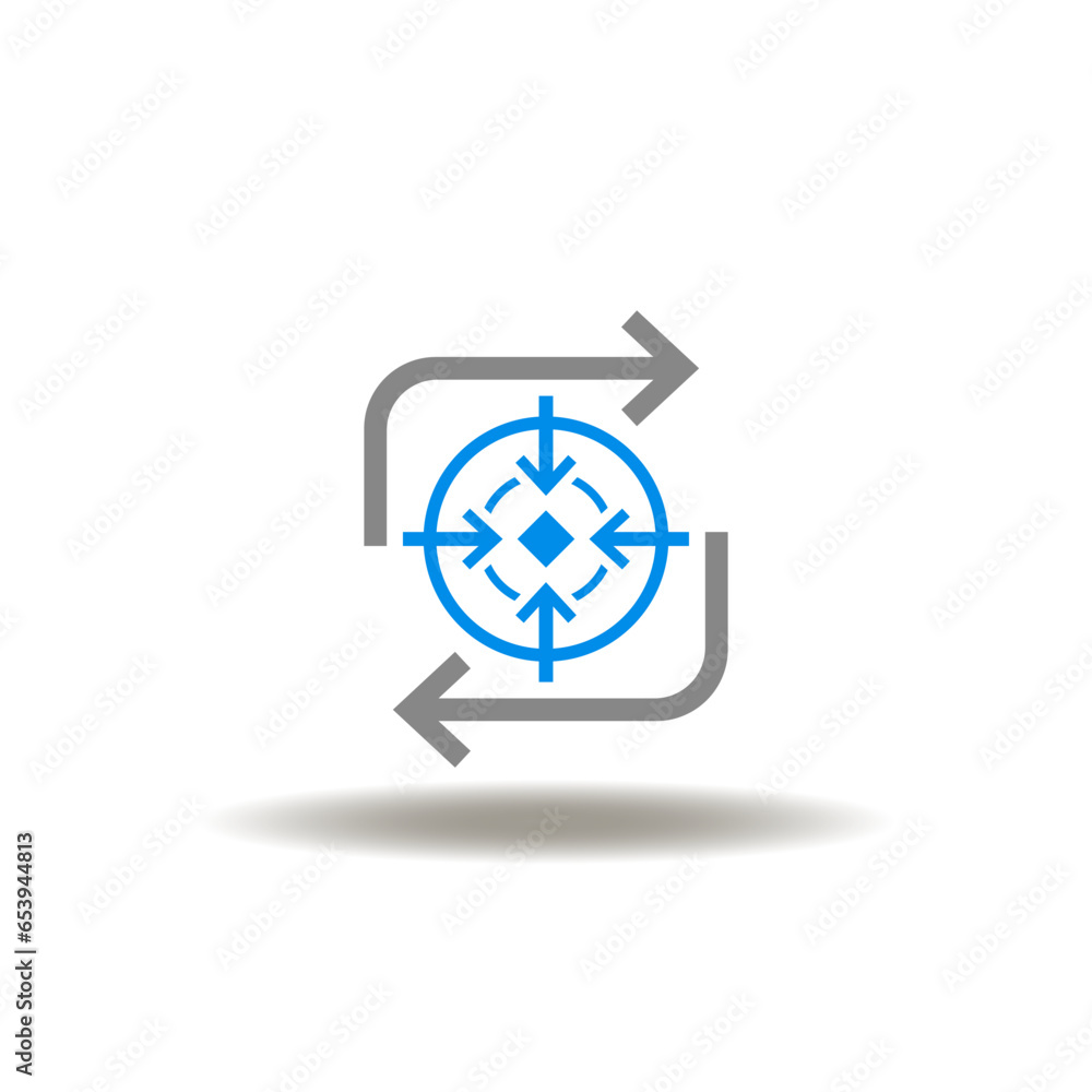 Vector illustration of aim and cycle arrows. Icon of focus, target ...