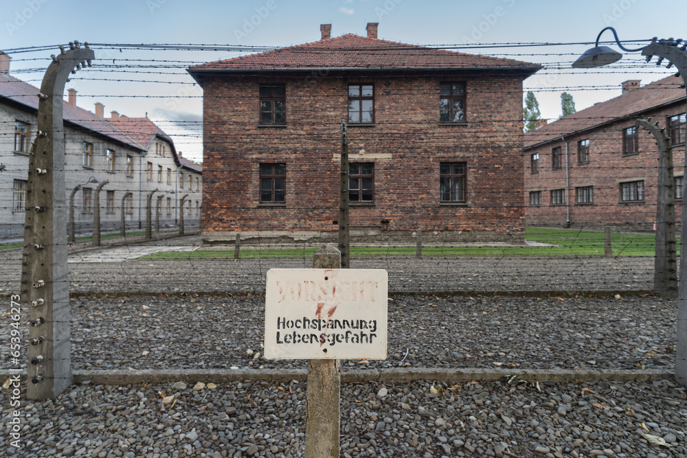Poland Auschwitz August 2, 2023. Concentration death camp, barracks ...