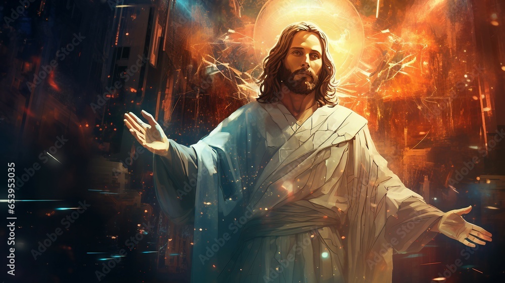 jesus christ wallpaper abstract technology futuristic Stock ...