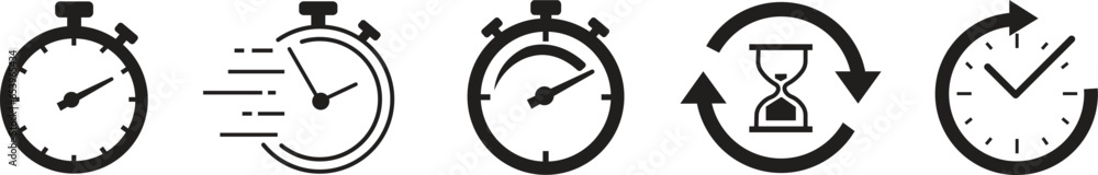 Time and Clock icons design in flat set. isolated on transparent ...