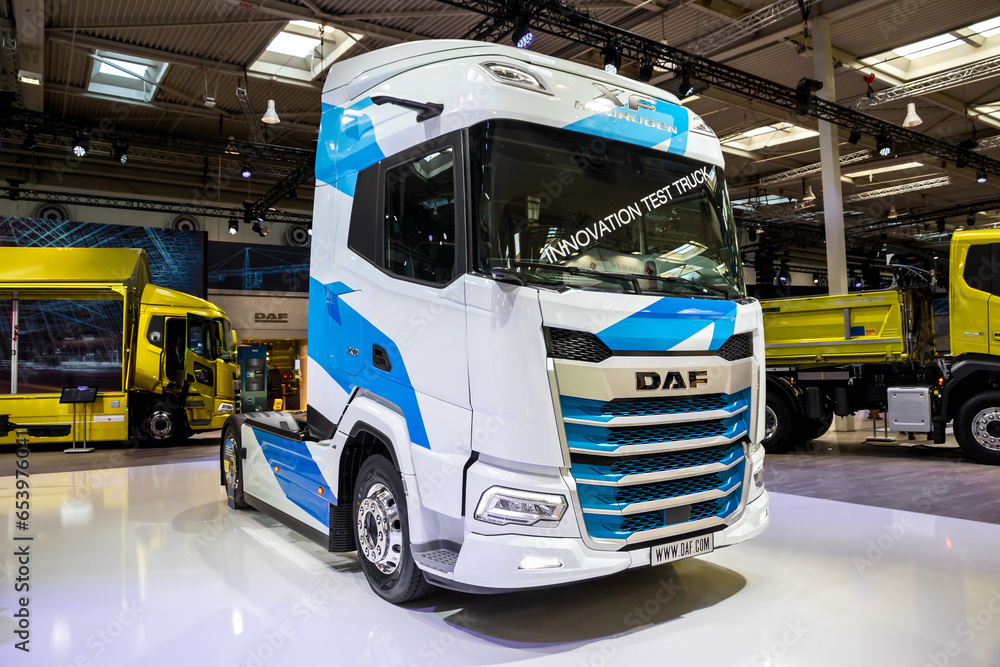 DAF XF Hydrogen fuel cell EV truck at the Hannover IAA Transportation ...