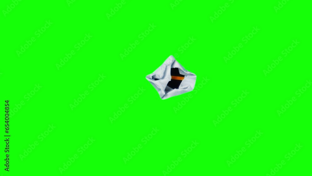 Small orange letter e on black sticker crumpled on alpha channel ...