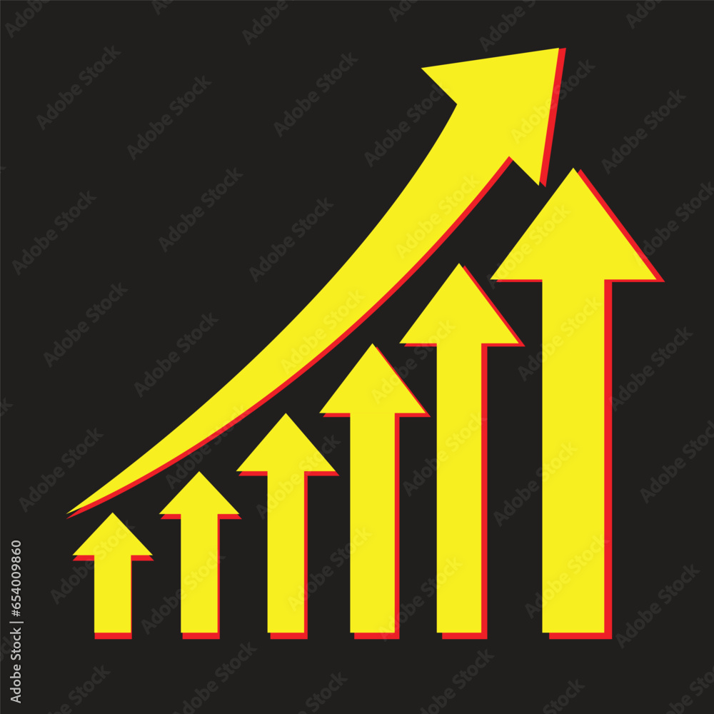 Growth diagram with arrow going up vectot icon. Vector bar chart ...