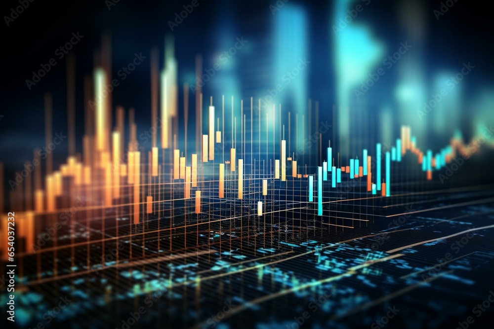 An abstract financial analysis background with a close-up chart of ...