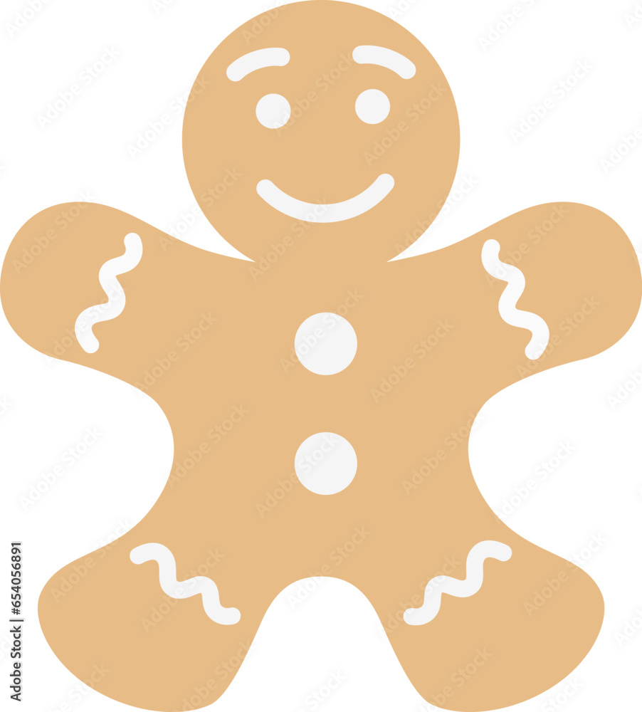 Gingerbread Man. Flat icon of light brown gingerbread man with white ...