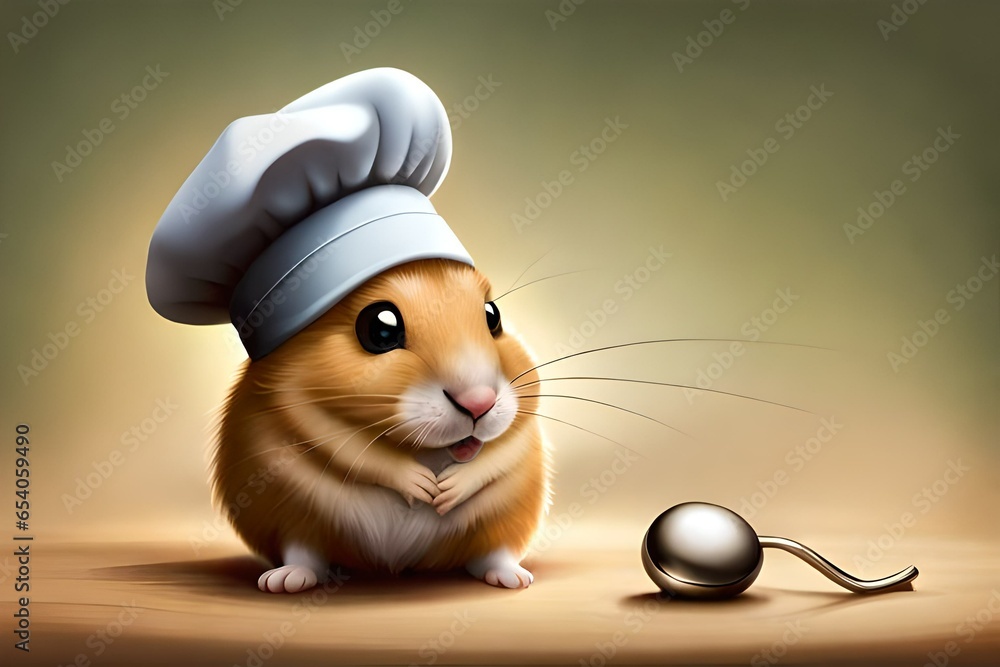 cute hamster wearing a chef's hat, created with generative ai technology Stock Illustration ...