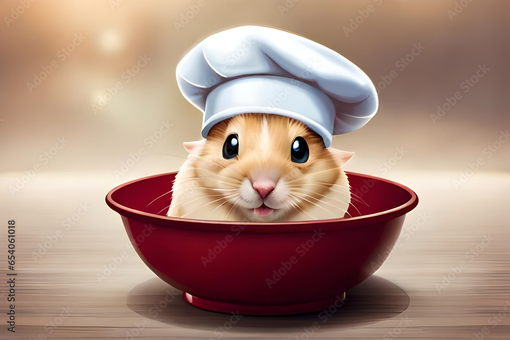 cute hamster wearing a chef's hat, created with generative ai ...