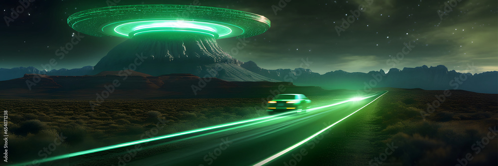 Green Light Trails with Motion Effect. High Speed Light Effect. Long ...