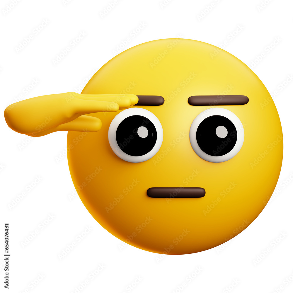 Respect pose, Saluting face emoji, 3d style emoticon Stock Illustration ...