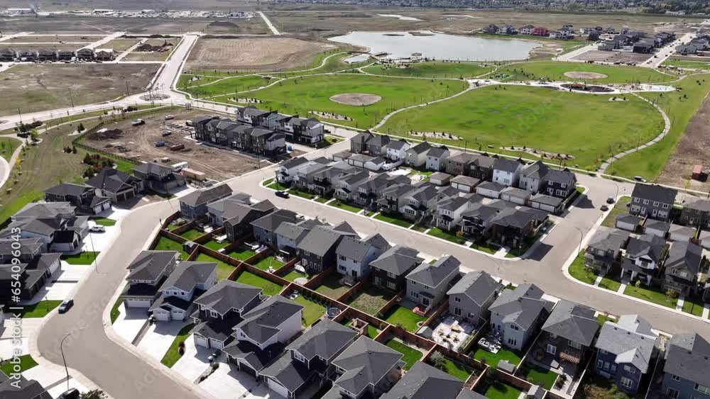 Aerial video of Brighton neighborhood in Saskatoon, SK, Canada ...