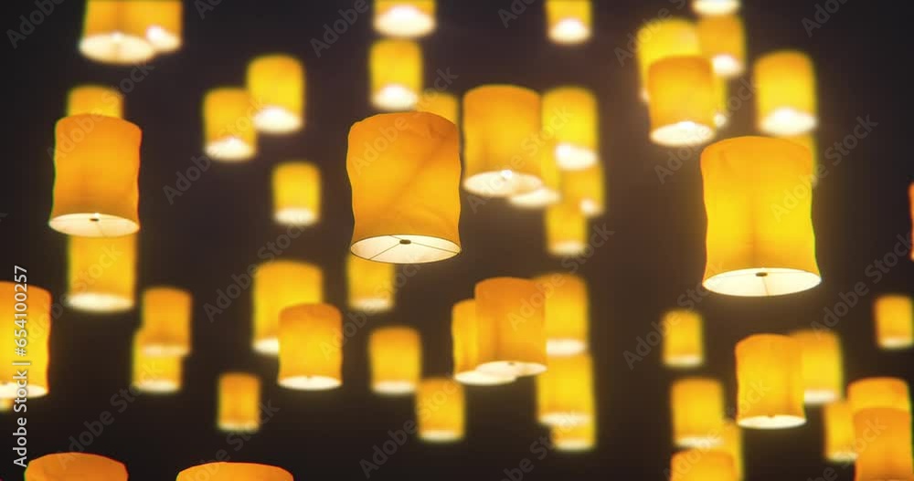 Sky Lanterns Flying in a 3D animation Stock Video | Adobe Stock