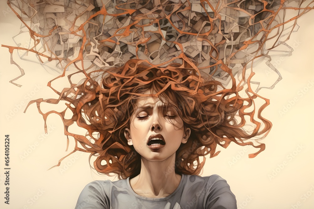 Emotive Anxiety Illustration,A Visual Insight into Psychological ...