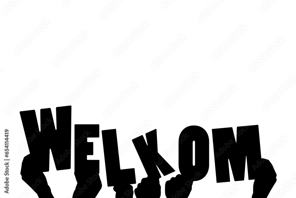 Digital png illustration of hands and welkom text on transparent ...