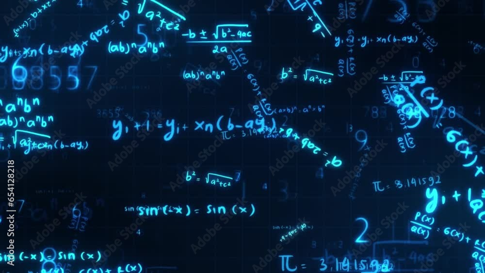 Blue Flow of Mathematical Formulas and Numbers - Loop Animation Background Wallpaper vídeo do ...