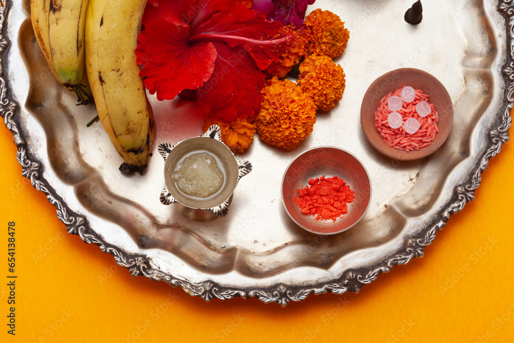 Beautifully Decorated Indian Pooja Thali for festival celebration to ...