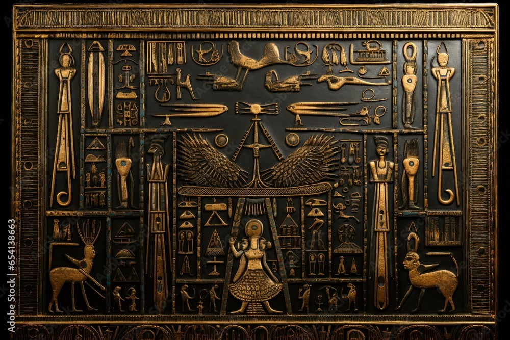 Ancient Egyptian symbols on a pharaoh's tomb. Generative AI Stock ...