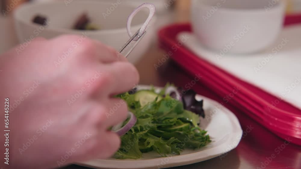 A Professional Chef Food Photographer Culinary artist Places a Thin ...