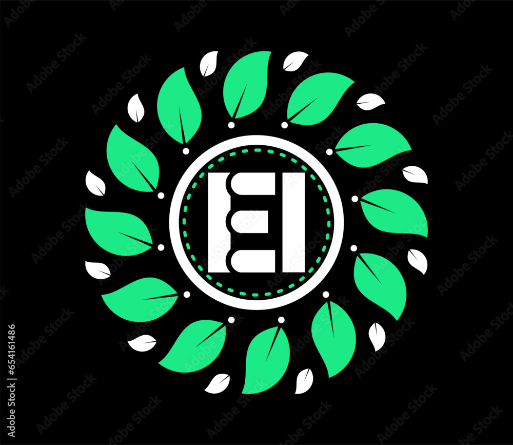 EI letter logo design with a circle shape. EI circle and cube shape ...