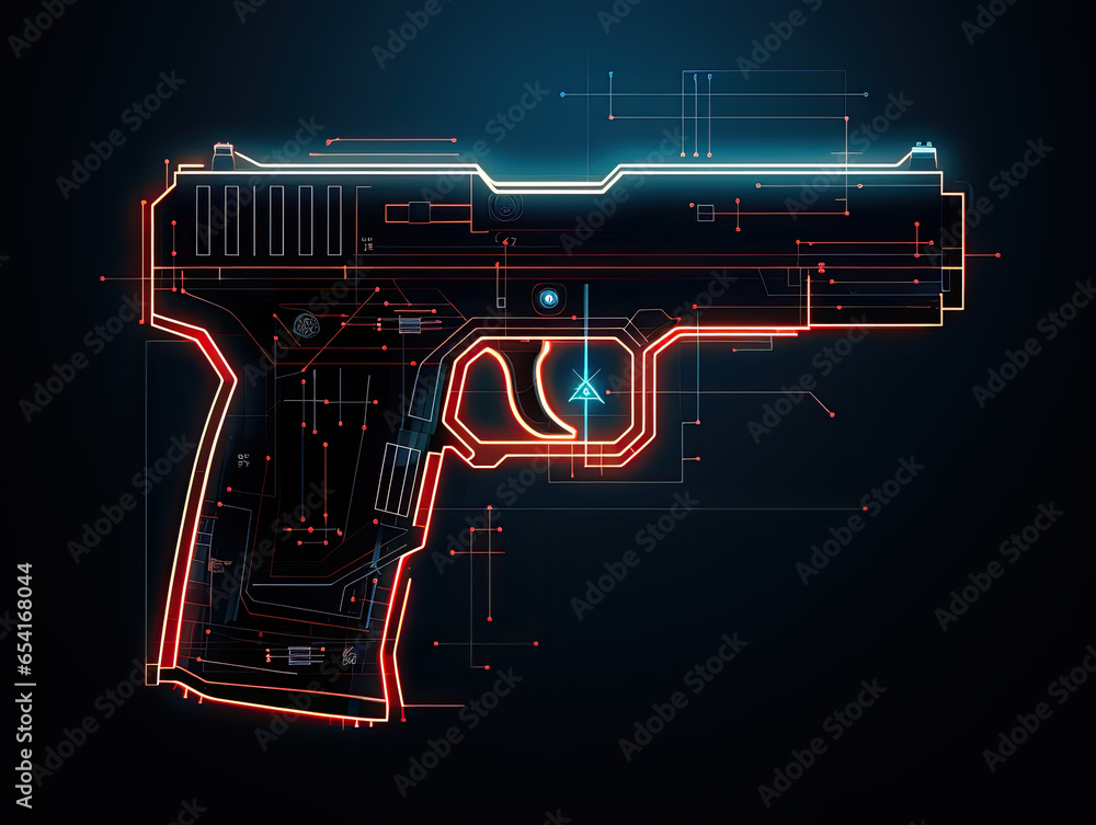 Glock Gun with Broken Target - Futuristic Vector Illustration for ...