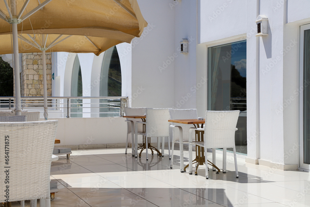 Bodrum city background. Image of cafe tables and chairs in Bodrum ...
