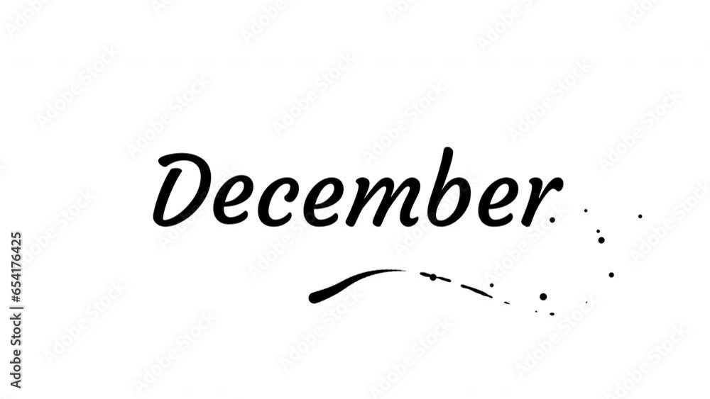 December text animation on transparent background, Handwritten animated ...
