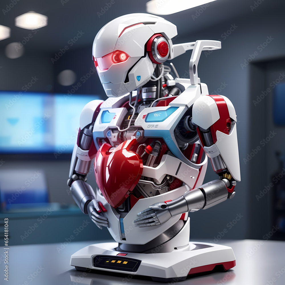Robot on blurred background using digital x-ray human body holographic ...