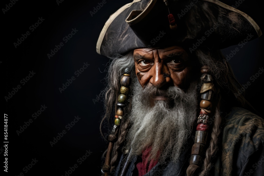 Foto de Oldfashioned Caribbean Pirate In Studio Isolation . Сoncept ...