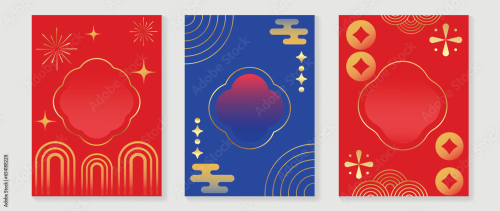 Chinese New Year cover background vector. Luxury background design with ...