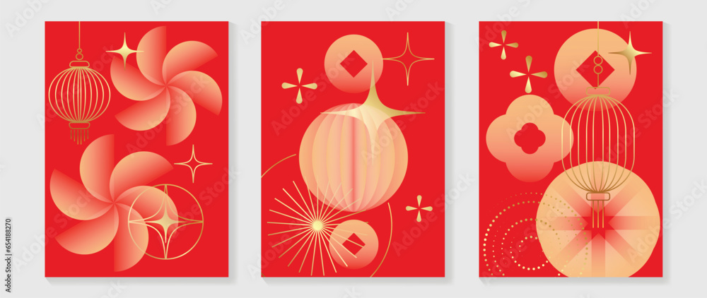 Chinese New Year cover background vector. Luxury background design with ...