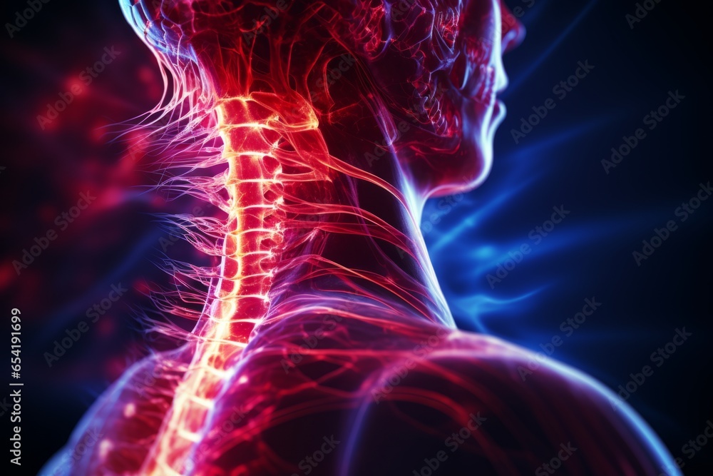 Neck man illumination X-ray human body people pain illuminated cervical ...