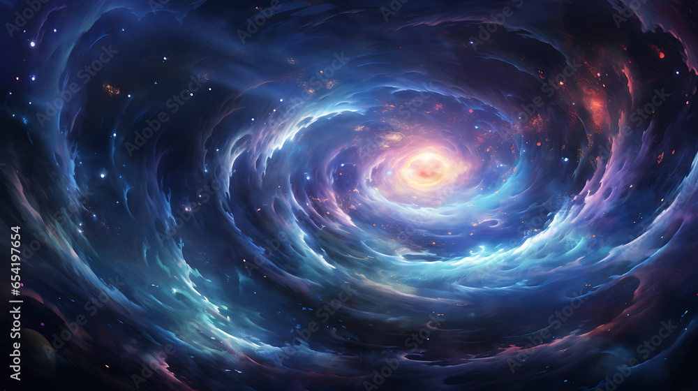 A dynamic vortex of swirling galaxies, offering a cosmic backdrop for ...