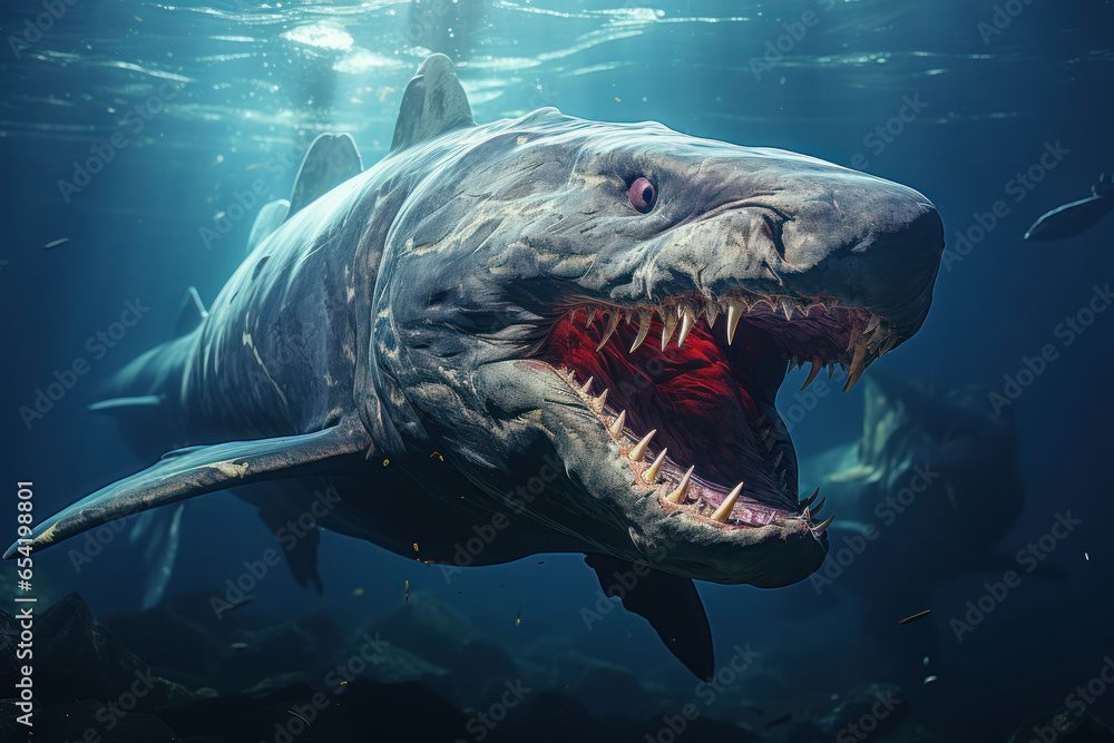 The ethereal and ancient frilled creature shark, lurking in the depths ...