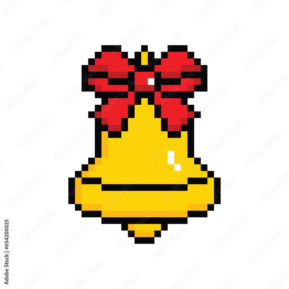 Vecteur Stock pixel Bell icon. Vector pixel art Bell 8 bit logo for ...